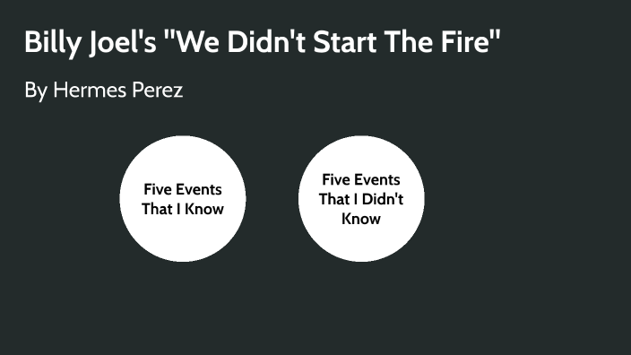 Five Events: Billy Joel's "We Didn't Start The Fire" by Hermes Perez on ...