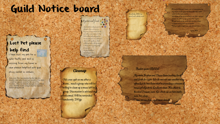 Guild Notice board by nathan musgrave on Prezi