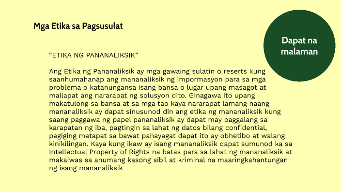 Etika sa Pagsusulat by christian bergantin on Prezi