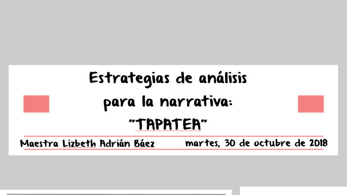 Estrategias de análisis para la narrativa: "Tapatea" by Lizbeth Adrián ...