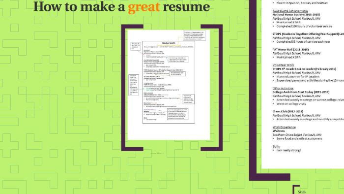 How to make a great resume by Maureen Harrington on Prezi