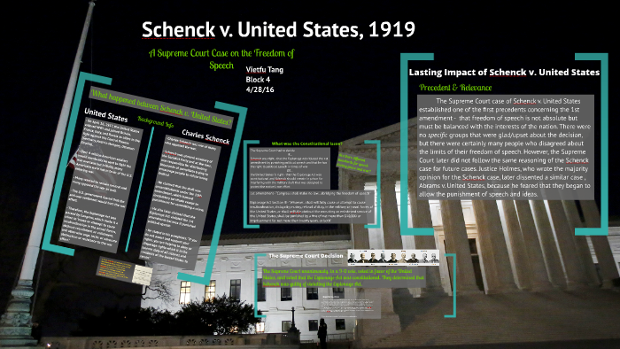 Schenck v. United States by Vietfu Tang on Prezi
