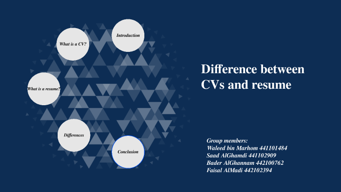 Difference between CVs and resumes by FAISAL . on Prezi