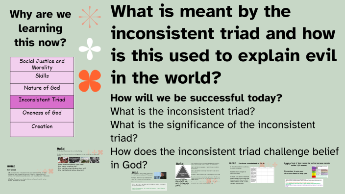 What is meant by the inconsistent triad and how is this used to explain evil in the world by ...