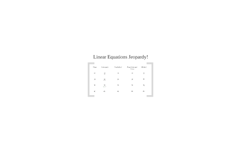 Linear Equations Jeopardy by Andrew Mendoza on Prezi