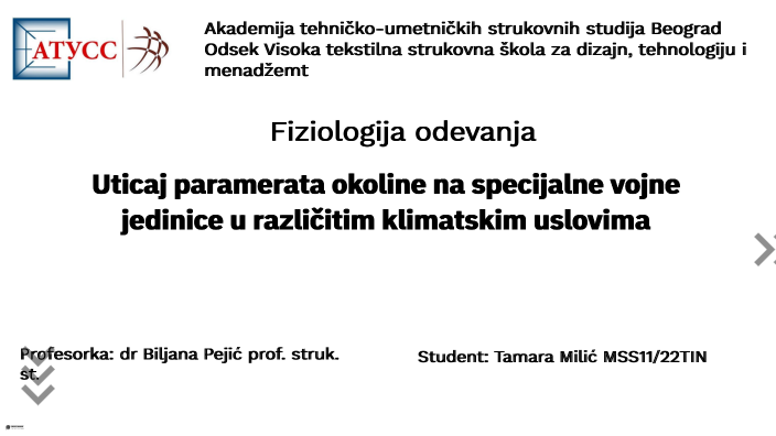 Uticaj parametara okoline na specijalne vojne jedinice u različitim ...