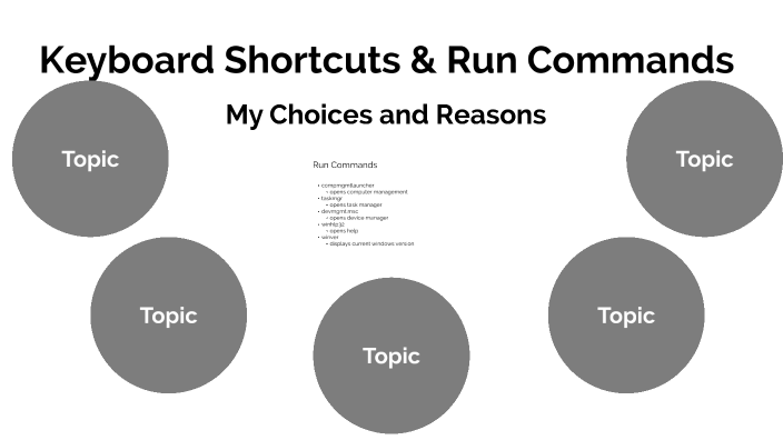Keyboard Shortcuts and Run Commands by Michael Stone on Prezi