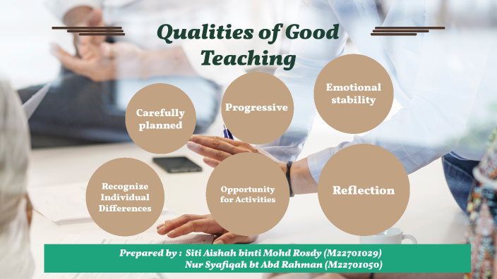 Qualities of a good teaching. by SITI AISHAH BINTI MOHD ROSDY ...