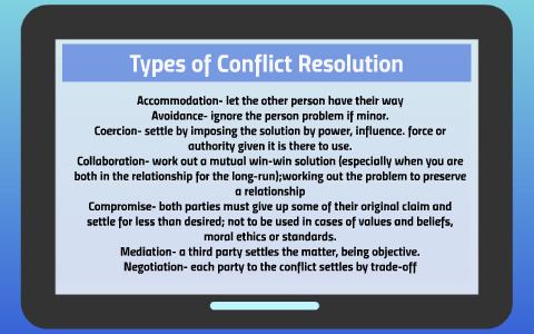 Types of Conflict Resolution by Skylar Macias on Prezi