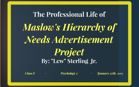 Maslow's Hierarchy of Needs Advertisement Project by Prezi Teacher on Prezi