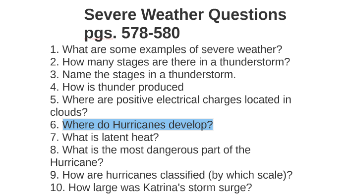 Severe Weather Questions by Coach Rickard on Prezi
