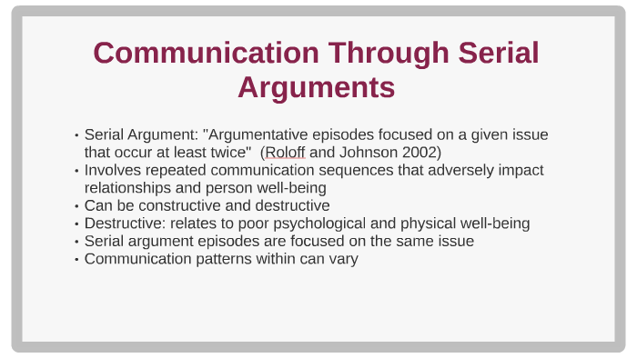 Communication Through Serial Arguments by Jennifer Cao