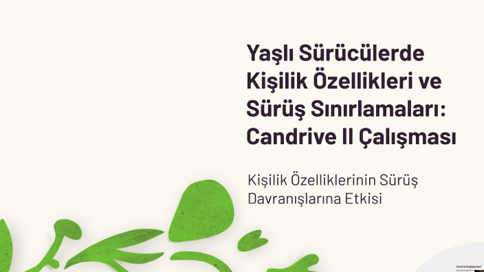 Yaşlı Sürücülerde Kişilik Özellikleri ve Sürüş Sınırlamaları: Candrive ...