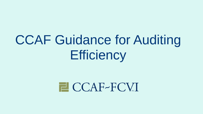 IIA Webinar - CCAF Guidance for Auditing Efficiency by Canadian Audit ...