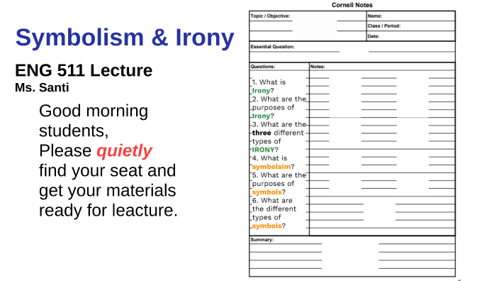 Irony and Symbolism 511 by Lauren Santi on Prezi