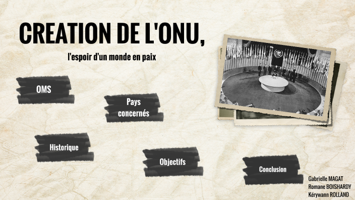 Création de l'ONU, l'espoir d'un monde en paix by Romane Boishardy on Prezi