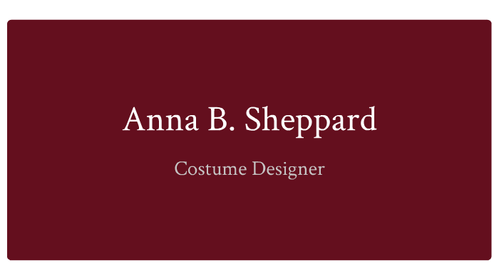 Anna B Sheppard: Costume Designer by Julius Deary on Prezi