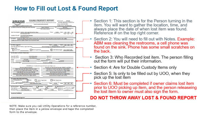 How to fill out lost and found report by Operations Manager Carlos ...