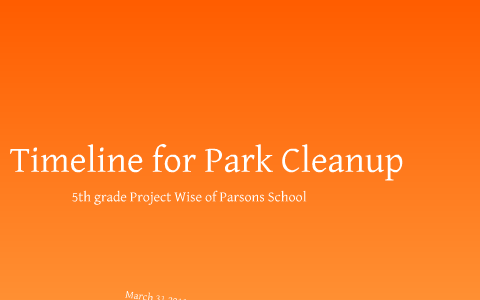 Park Cleanup Timeline for Babbage Park by Dhruv Mend on Prezi