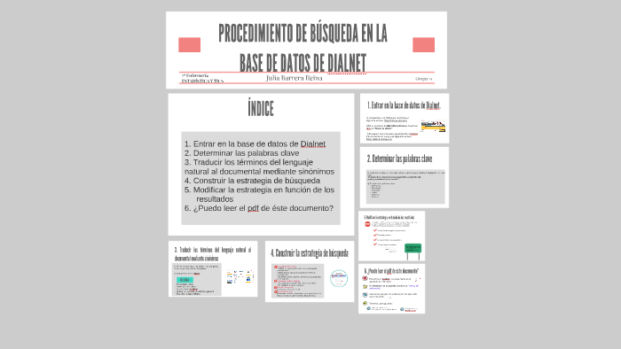 PROCEDIMIENTO DE BÚSQUEDA EN LA BASE DE DATOS DE DIALNET by on Prezi