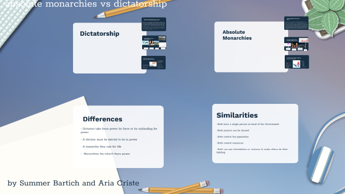 Absolute Monarchies vs Dictatorship by Summer Bartich on Prezi
