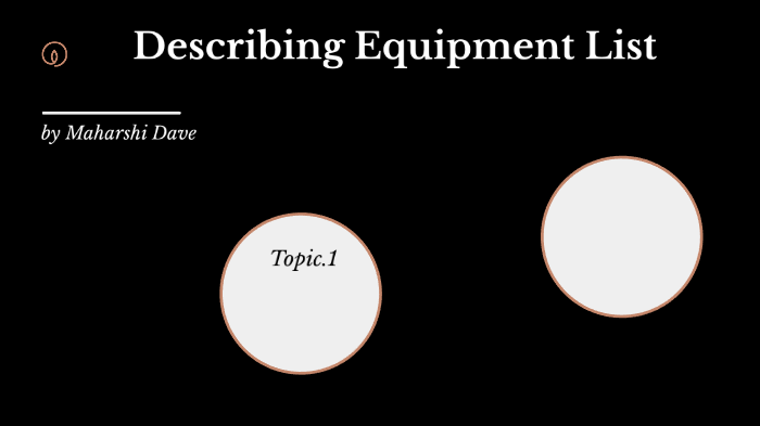 Describing Equipment List and Equipment layout by Maharshi Dave on Prezi
