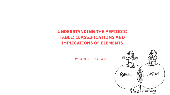 UNDERSTANDING THE PERIODIC TABLE: CLASSIFICATIONS AND IMPLICATIONS OF ELEMENTS by Abdul Salam on ...