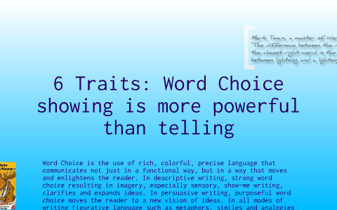 6 Trait: WORD CHOICE by Suzi Boyett