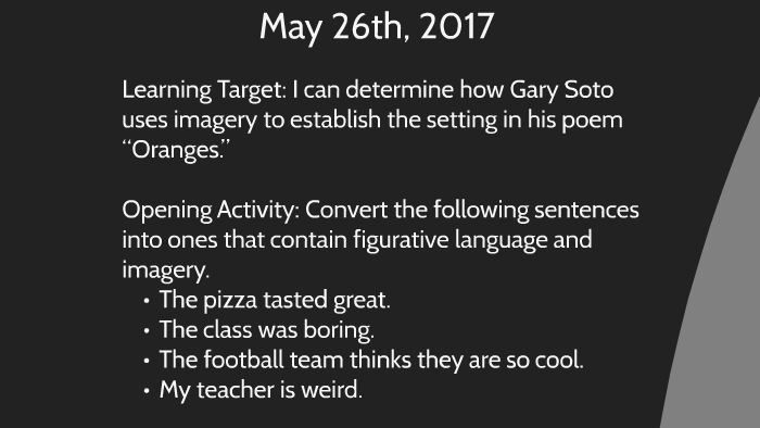 Ms. Z Gary Soto, "Oranges" by Jaime Zuckerberg on Prezi