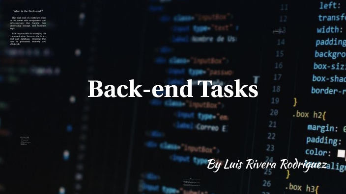 Back-End Tasks by Luis Rivera on Prezi