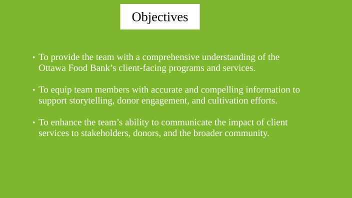 Ottawa Food Bank Network: Client-Facing Services Overview by Erin ...
