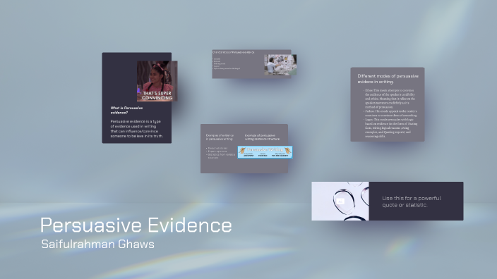 Elements of Argumentation Presentation-Persuasive Evidence by ...