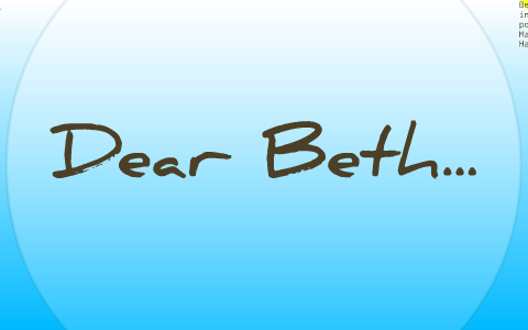 HBTY, Dear Beth by Connie Sun