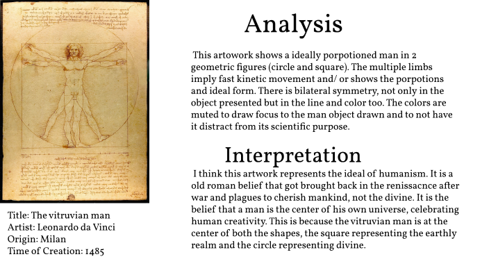 Title: The vitruvian man Artist: Leonardo da Vinci Origin: Milan Time ...