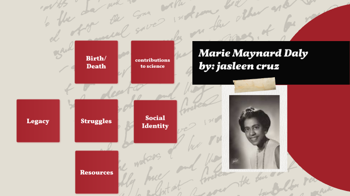Marie Maynard Daly by JC - 08TH 780077 Pte Buckam Singh PS on Prezi