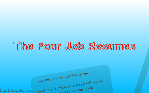 My Greek Gods and Goddesses Job Resumes by Alison Starr