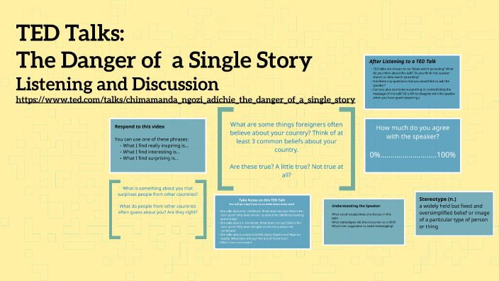 TED listening: The Danger of a Single Story by Meg on Prezi