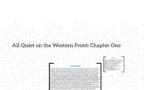 The chapter opens up with Paul Baumer and his friends restin by Sophie ...