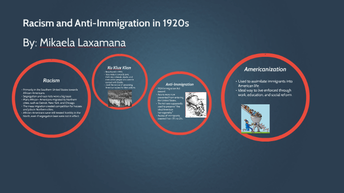 Racism and Anti-Immigration in the 1920s by Mikaela Laxamana on Prezi