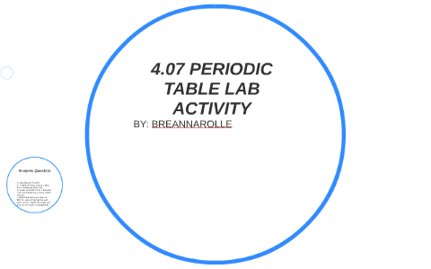 4.07 PERIODIC TABLE LAB ACTIVITY by breanna rolle on Prezi