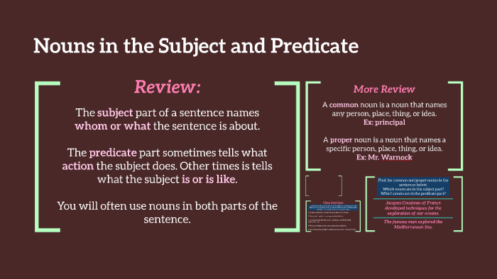 Nouns in the Subject and Predicate by Crystal Carver on Prezi