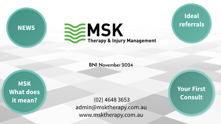 MSK BNI Presentation Sept 2023 by MSK Therapy on Prezi