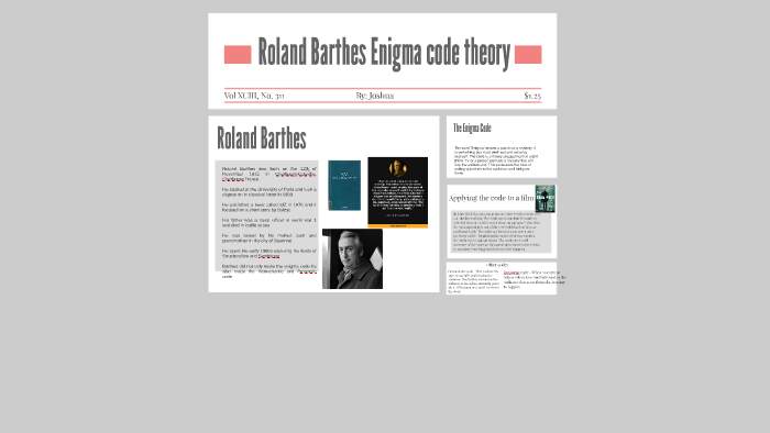 Roland Barthes Enigma code theory by Joshua Butler on Prezi