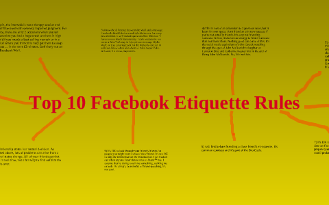 Top 10 Facebook Etiquette Rules by alvaro leal on Prezi