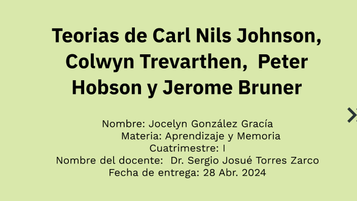 Teorias de Carl Nils Johnson, Colwyn Trevarthen, Peter Hobson y Jerome Bruner by JOCELYN ...