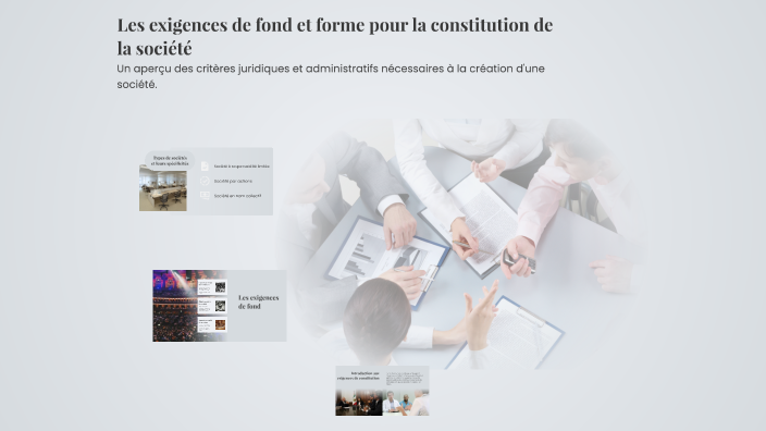 Les exigences de fond et forme pour la constitution de la société by ...