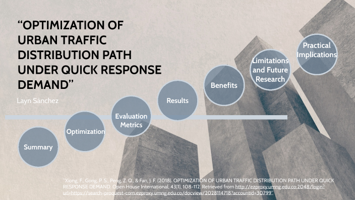 “OPTIMIZATION OF URBAN TRAFFIC DISTRIBUTION PATH UNDER QUICK RESPONSE ...