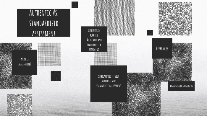 authentic vs standardized assessment. by Kendall Welch on Prezi