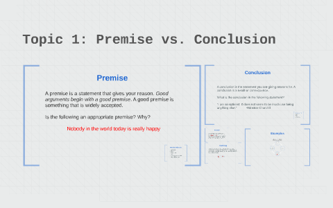 Topic 1: Premise vs. Conclusion by Amanda Joyce on Prezi