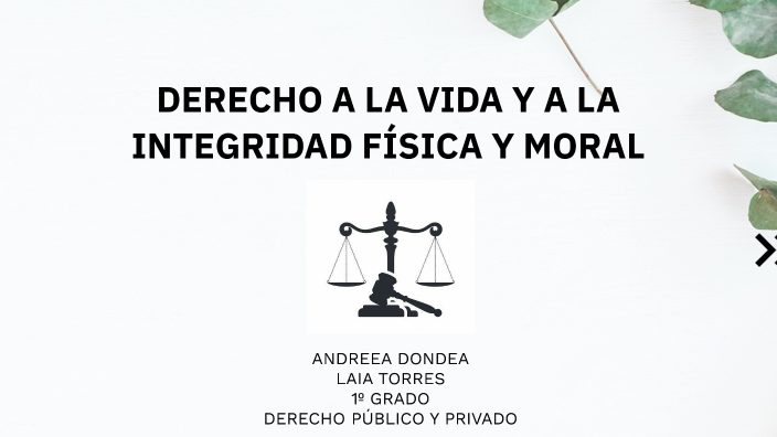 DERECHO A LA VIDA Y A LA INTEGRIDAD FÍSICA Y MORAL by Andreea Dondea on Prezi